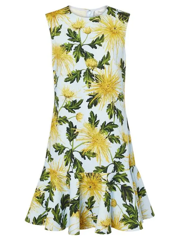 Oscar De La Renta Chrysanthemum Cotton-blend Minidress - White