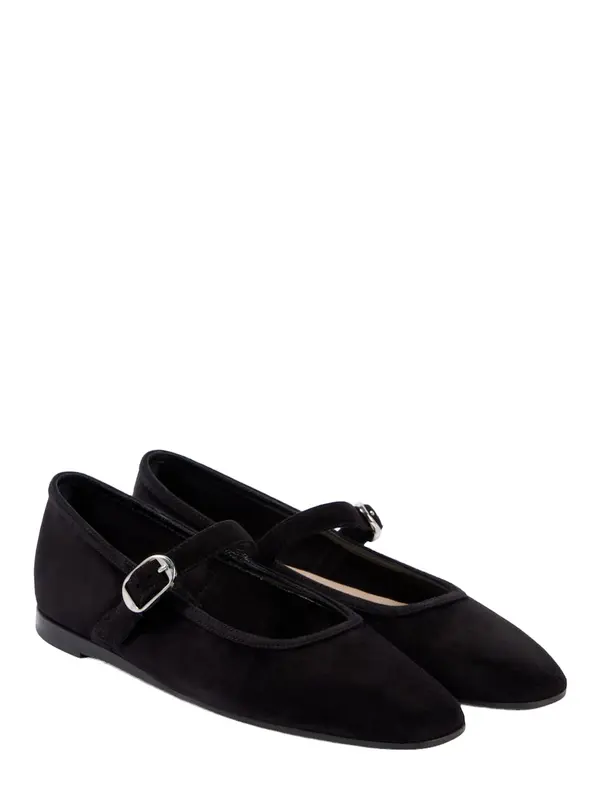 Le Monde Beryl Suede Mary Jane Flats - Black