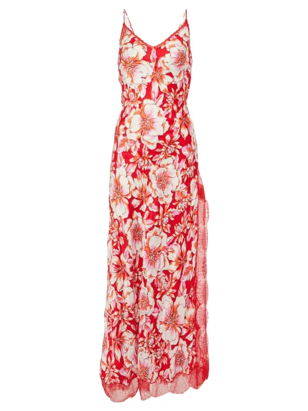Poupette St Barth Lucia Printed Midi Dress - Red