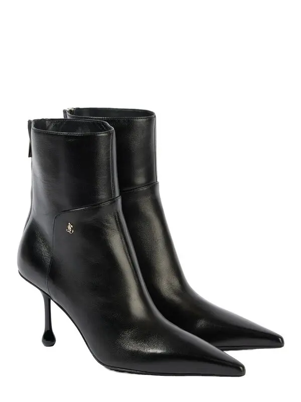 JIMMY CHOO Leather Ankle Boots - Black