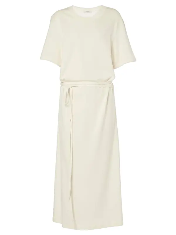 LEMAIRE Belted Cotton Jersey Midi Dress - White
