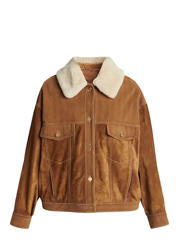Golden Goose Journey Suede Jacket With Removable Collar - Tobacco Brown