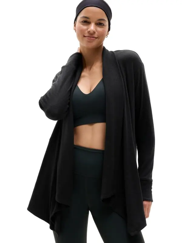 Athleta Pranayama Restore Rib Wrap - Black Rib