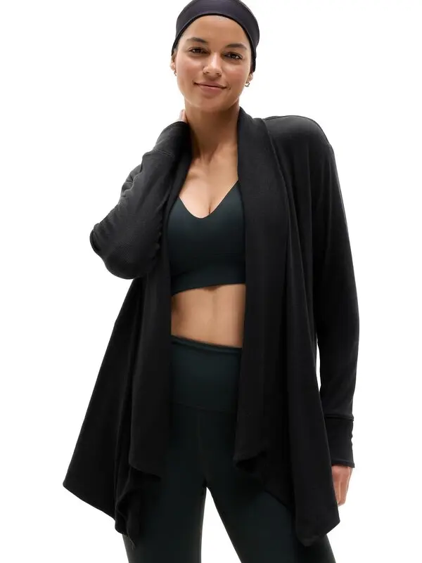 Athleta Pranayama Restore Rib Wrap - Black Rib