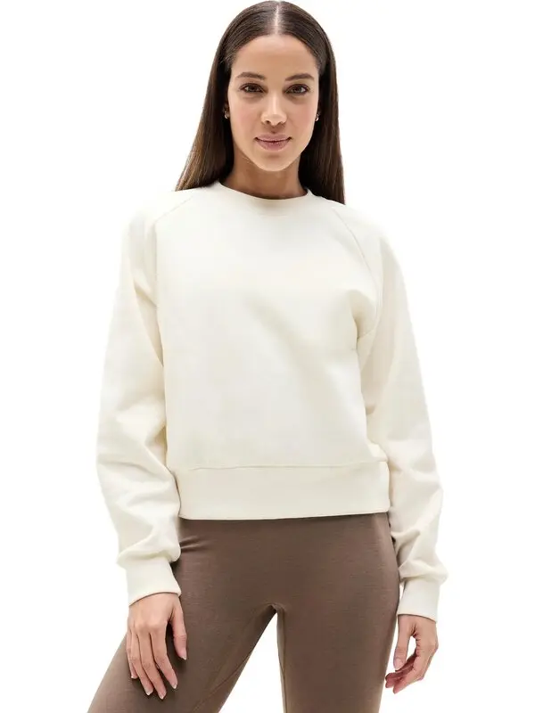Athleta Relaxed Fleece Crewneck Sweatshirt - Magnolia White