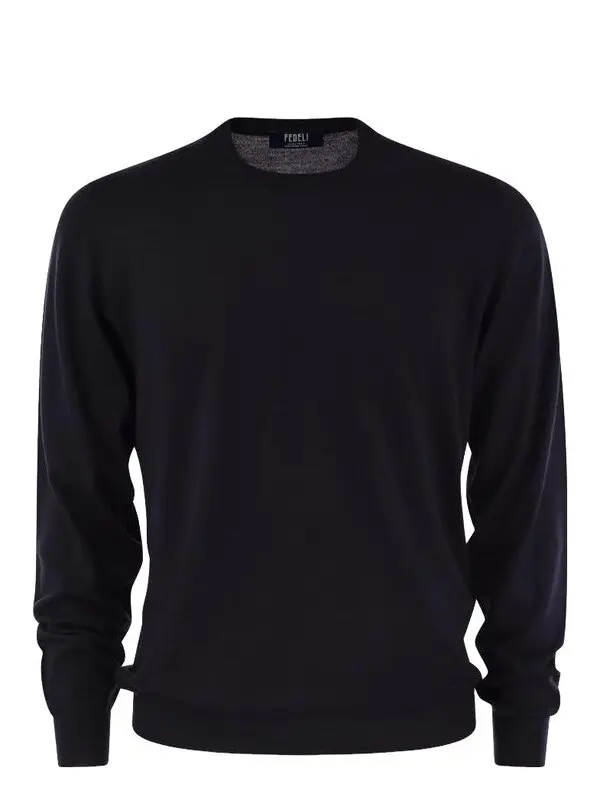 Fedeli Crew-neck Virgin Wool Sweater - Night Blue