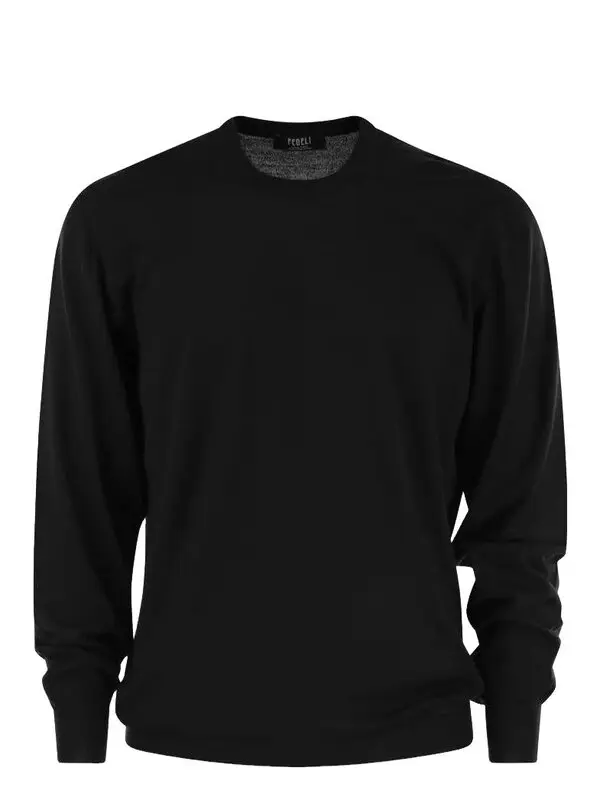 Fedeli Virgin Wool Crew-neck Sweater - Black