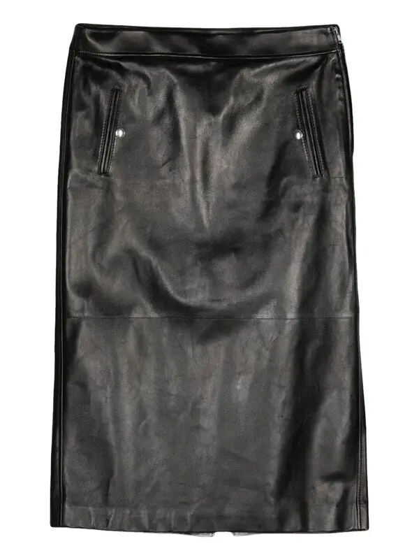 Alexander McQueen Low Waist Leather Skirt - Black