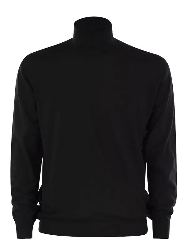 Fedeli Turtleneck Sweater In Virgin Wool - Black