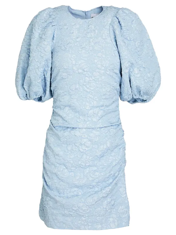 GANNI Cloqué Mini Dress - Light Blue