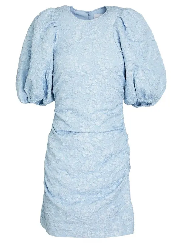 GANNI Cloqué Mini Dress - Light Blue