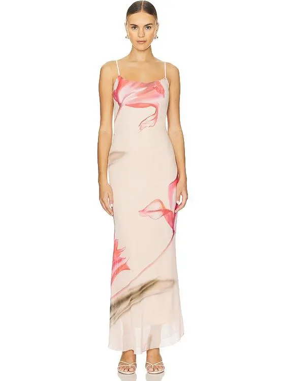 MUSIER PARIS Avina Dress - Nude With Rose Print