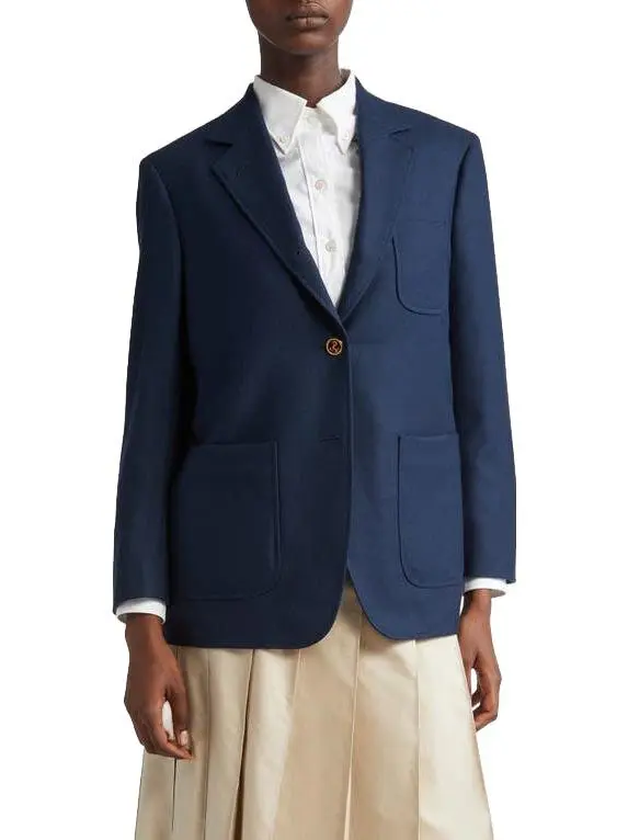 Thom Browne Wool Twill Sport Coat - Navy