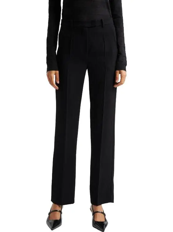 Emporio Armani Techno Gabardine Straight Leg Trousers - Solid Black