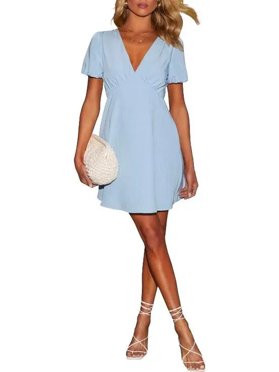 VICI Maddy Babydoll Minidress - Light Blue