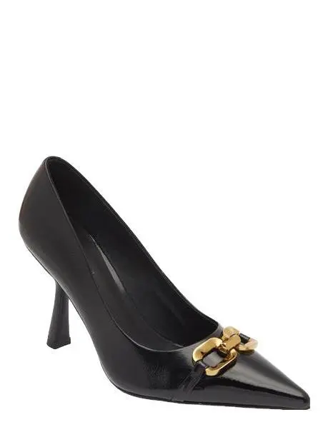 Jeffrey Campbell Authority Pointed Toe Pump - Black Crinkle Patent/gold