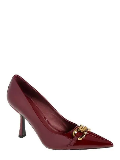 Jeffrey Campbell Authority Pointed Toe Pump - Cherry Red Crkl Patent Gold