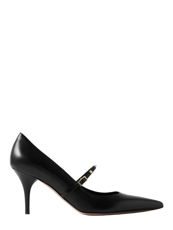 Valentino Garavani Rockstud Wispy 80 Leather Mary Jane Pumps - Black