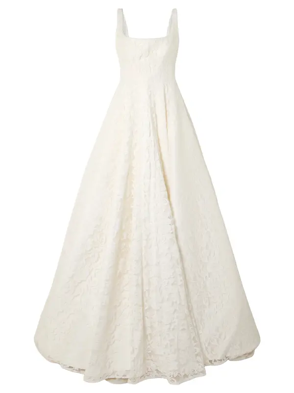 HALFPENNY LONDON Dominique Lace And Crepe Gown - Ivory