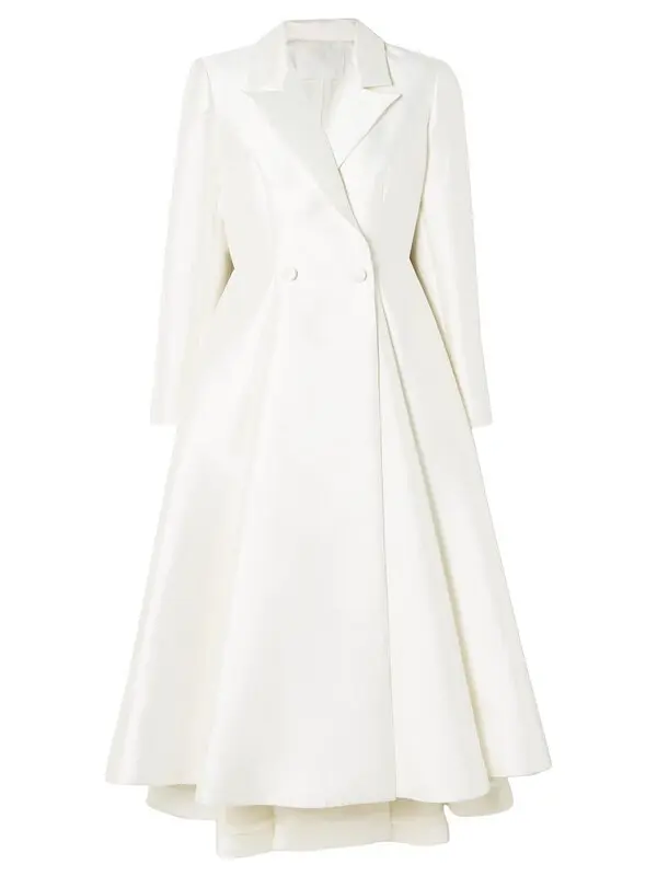HALFPENNY LONDON Sophie Double-breasted Mikado Midi Dress - Ivory