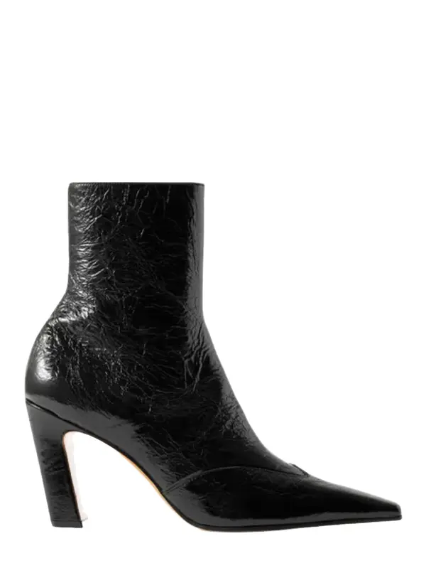 Khaite Nevada Crinkled-leather Ankle Boots - Black