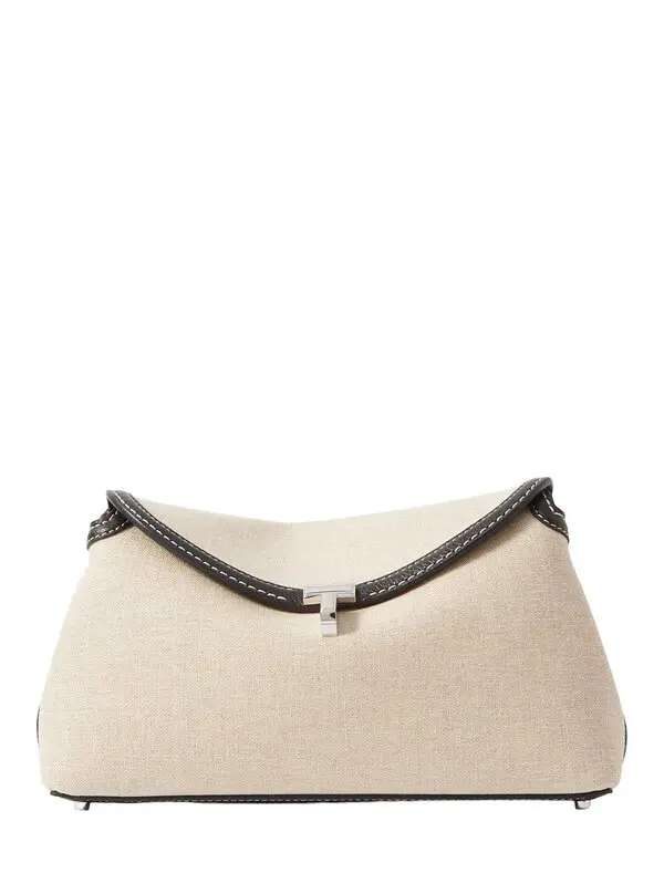 TOTEME T-lock Cotton-canvas Clutch - Ecru