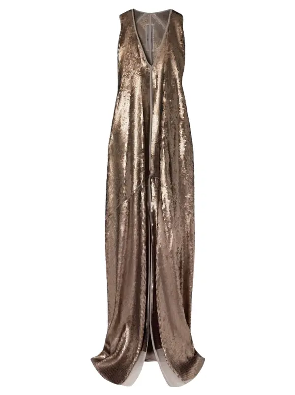 Rick Owens Dustulator' Sequined Silk Gown - Brown