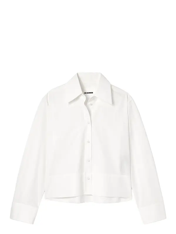 JIL SANDER Cropped Cotton-poplin Shirt - White