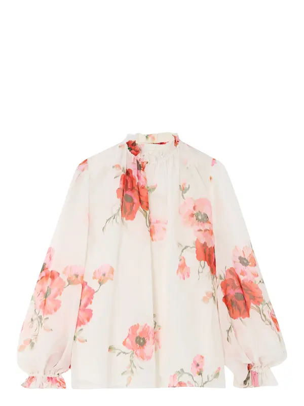 Zimmermann Lightburst Floral-print Blouse - Cream