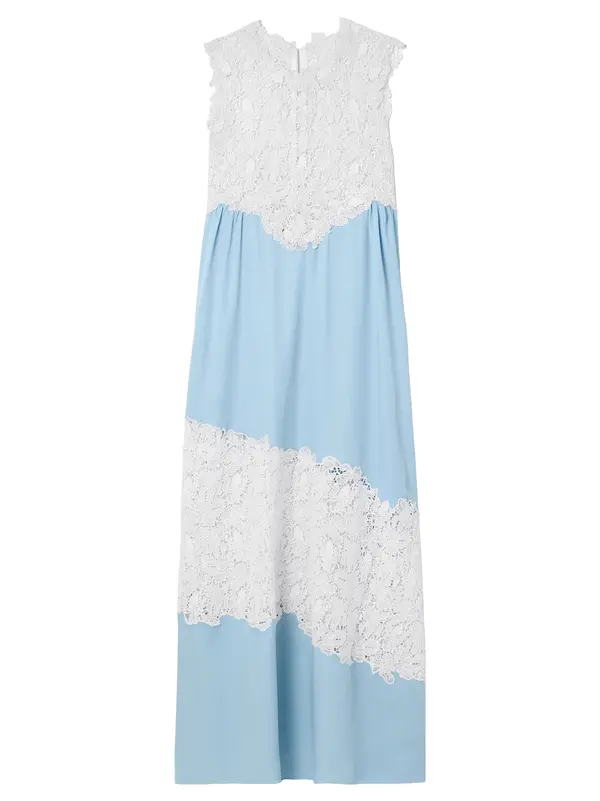 KIKA VARGAS Emma Guipure Lace-trimmed Tencel Lyocell Maxi Dress - Blue