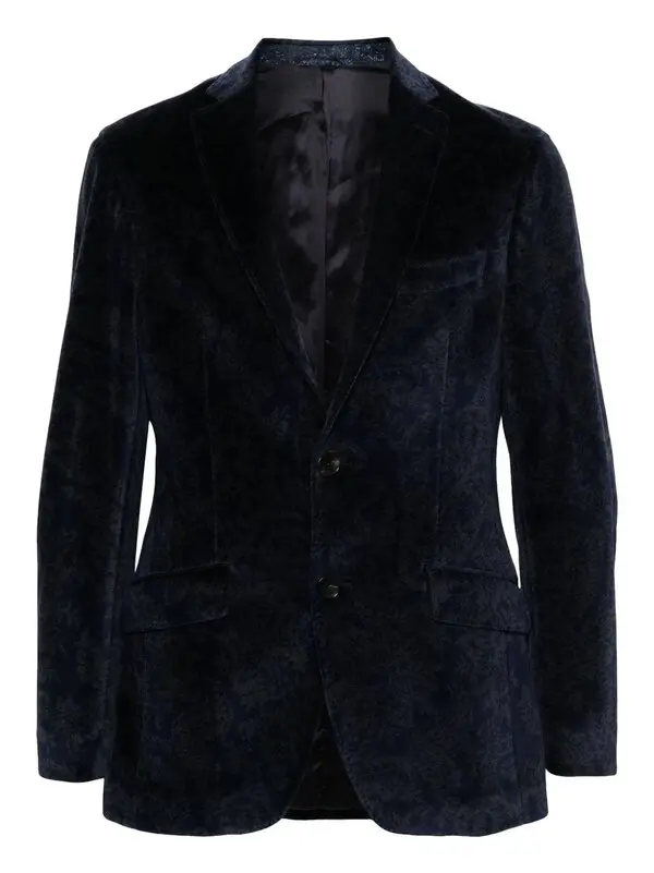 Etro Paisley-print Velvet Blazer - Blue