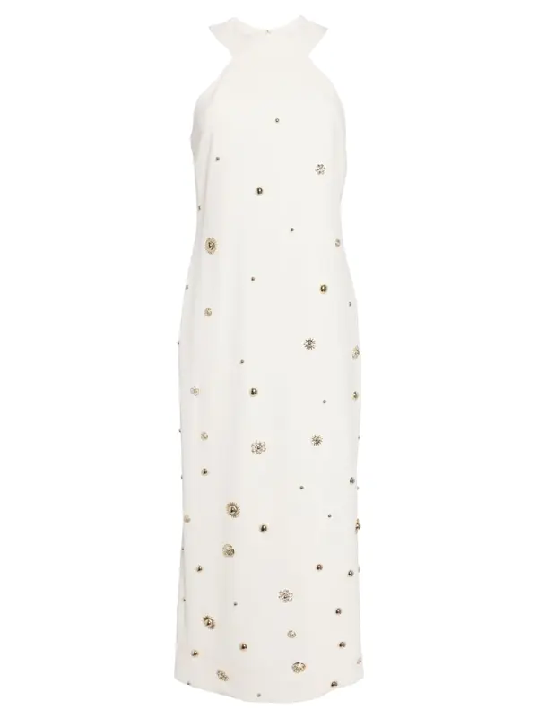 Elie Saab Stud-embellished Midi Dress - White