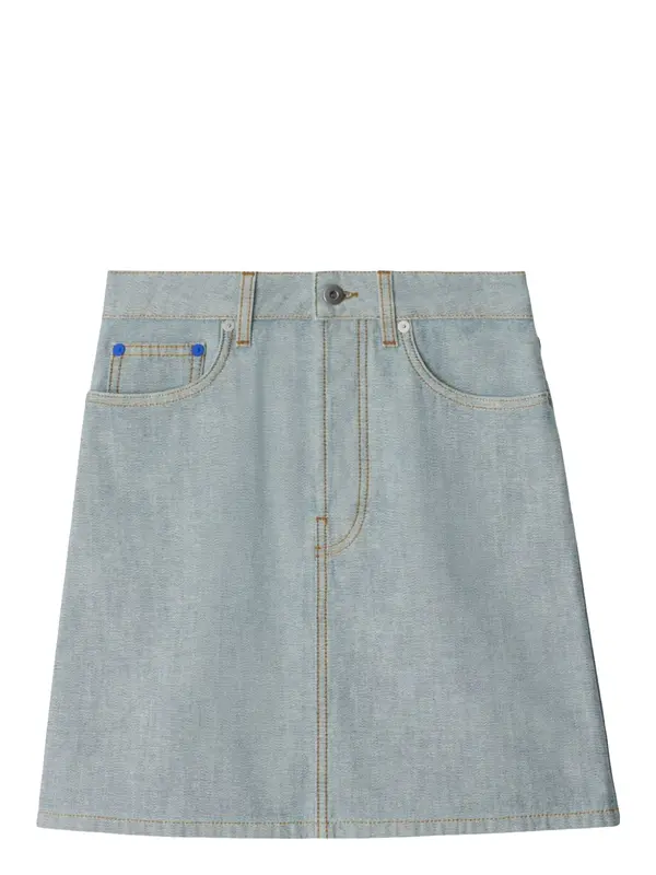 Burberry Equestrian Knight Denim Skirt - Blue
