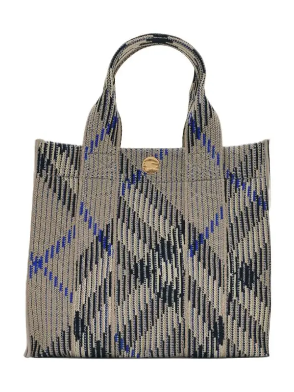 Burberry Mini Check Knitted Tote - Grey