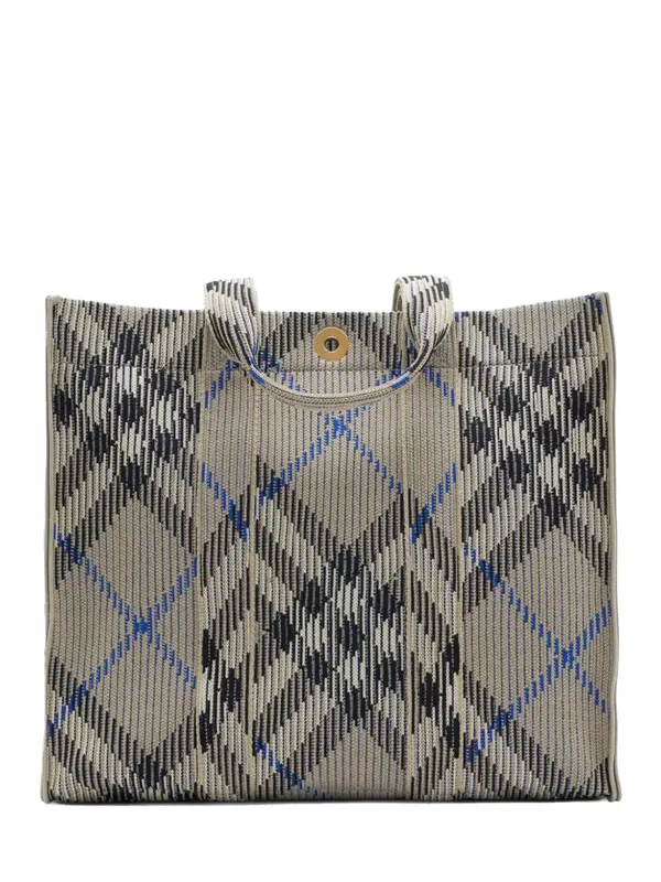 Burberry Check Knitted Medium Tote Bag - Neutrals