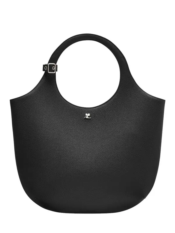 COURREGES Holy Medium Leather Tote - Black