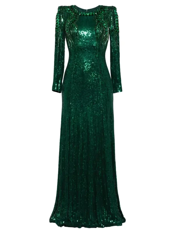 Jenny Packham Paloma Sequin-embellished Gown - Green