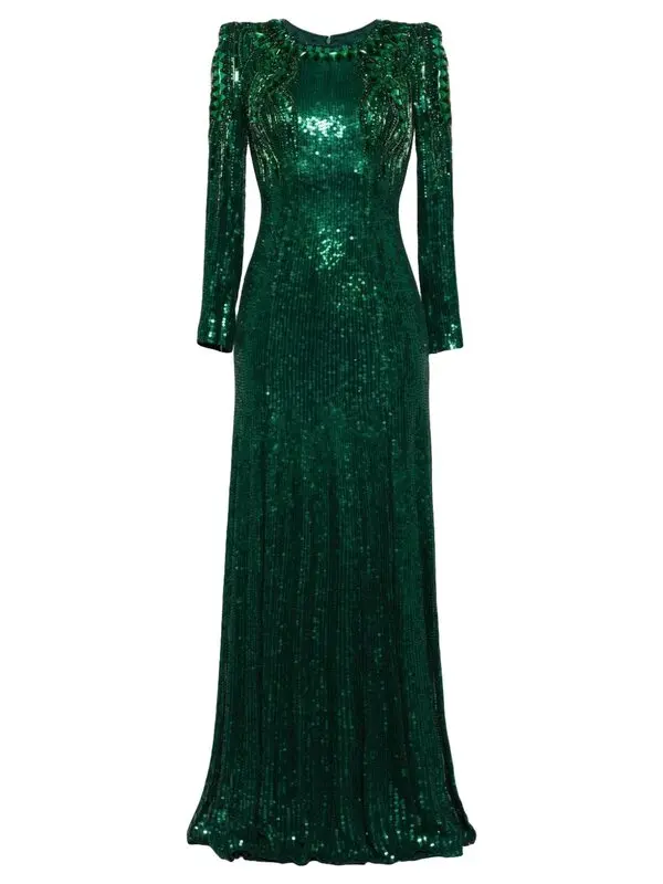 Jenny Packham Paloma Sequin-embellished Gown - Green