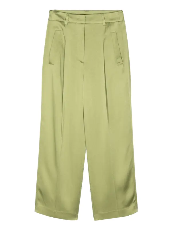 LUISA CERANO Crepe Pleated Trousers - Green
