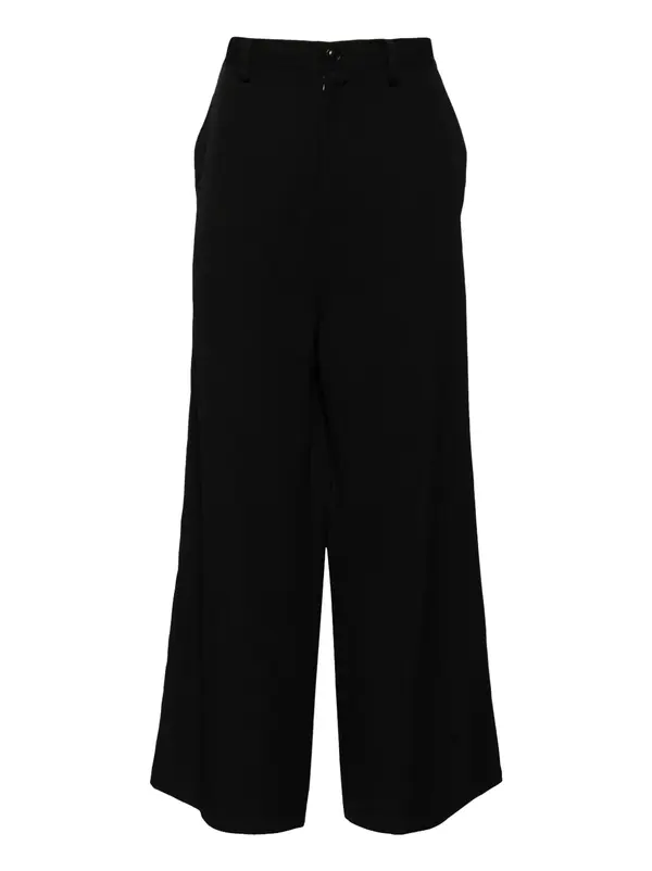 Y’s Wide-leg Wool Trousers - Black