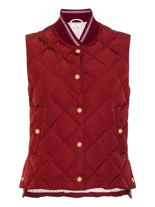 Thom Browne Diamond-quilted Down Gilet - Red