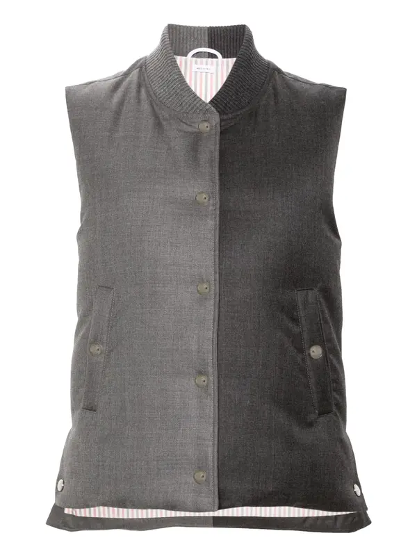 Thom Browne Baseball-collar Wool Gilet - Grey