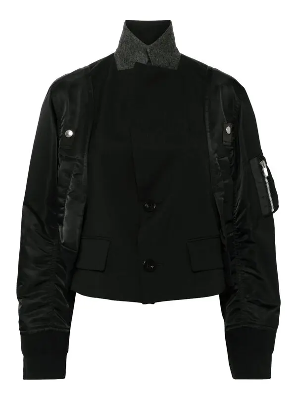 Sacai Panelled Bomber Jacket - Black