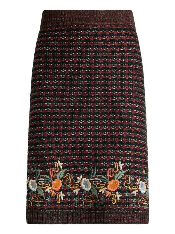 Etro Bouclé Embroidered Skirt - Black