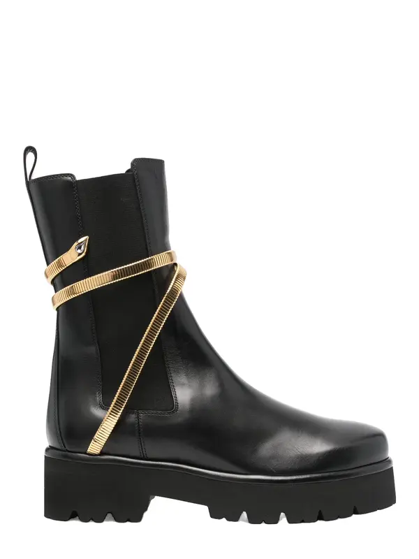 Rene Caovilla 45mm Snake-detail Boots - Black