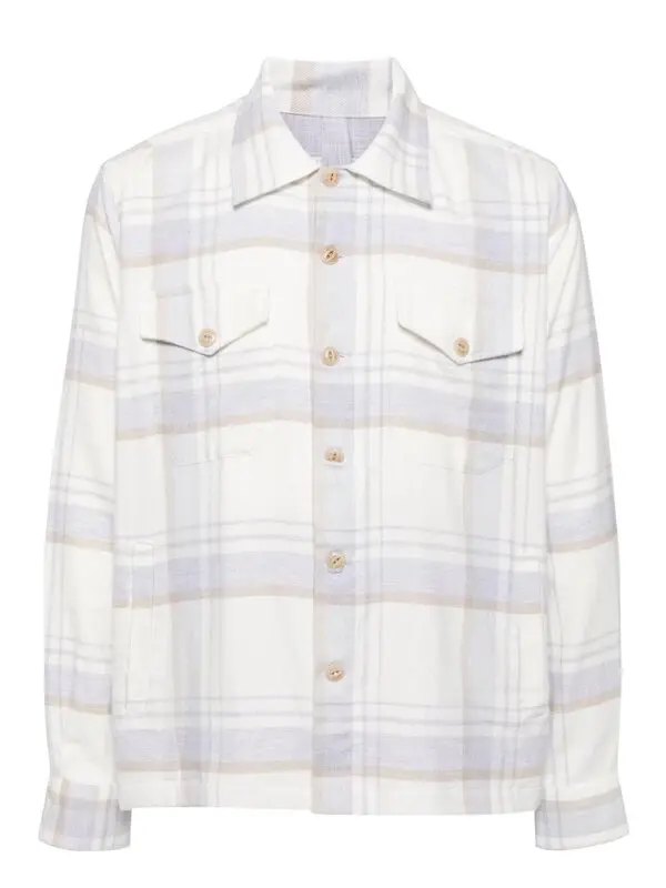 Eleventy Checked Cotton Shirt - White