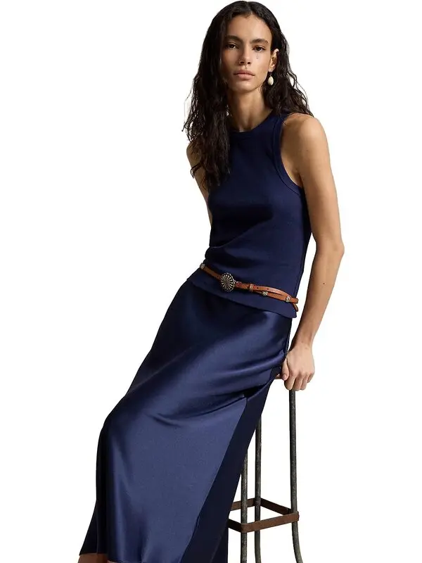 Ralph Lauren Double-faced Satin Skirt - Newport Navy