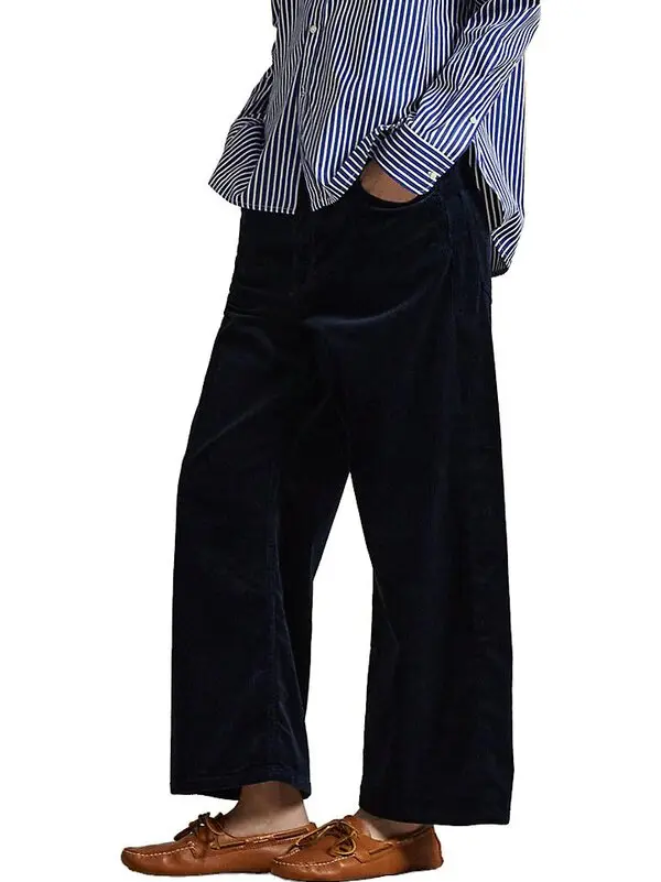 Ralph Lauren Corduroy Cropped Wide-leg Pants - Navy