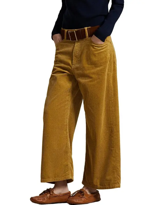 Ralph Lauren Corduroy Cropped Wide-leg Pants - Tan