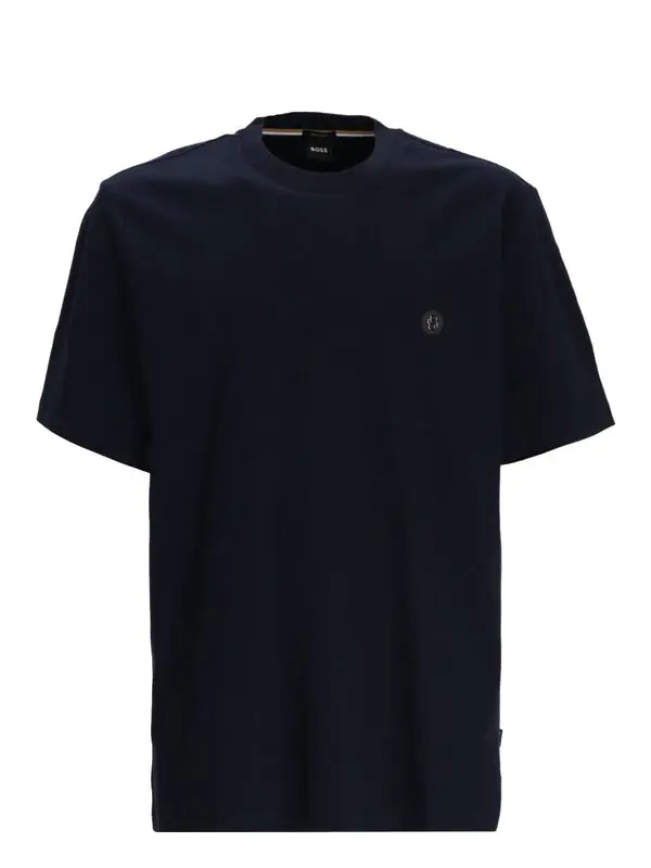 BOSS Rubberised-logo Cotton T-shirt - Blue